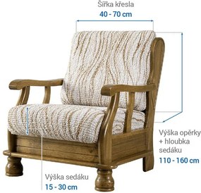 Bielastické potahy UNIVERSO NOVÉ žíhané béžové křeslo s dřevěnými rukojeťmi (š. 40 - 70 cm)