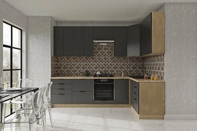 Casarredo - Komfort nábytek Rohová kuchyňská linka 280x140 KROFT R2V grafit/dub sonoma