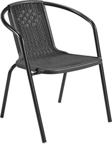 Zahradní stohovatelná židle, černá, ocel/plast, FRENY