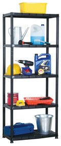 Úložný regál 5patrový černý 71 x 38 x 170 cm plast 147684