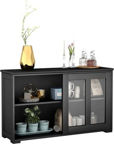 Costway Příborník s posuvnými dvířky 106,5 cm, černý