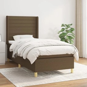 Box spring postel s matrací tmavě hnědá 80x200 cm textil,  3132028
