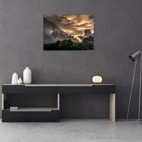 Skleněný obraz mračen a lesa (70x50 cm)