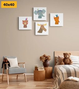 Set obrazů zvířecí indiáni - 4x 60x60 cm