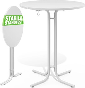 Barový stolek bílý Ø80x110cm skládací venkovní výškově nastavitelný až 100kg