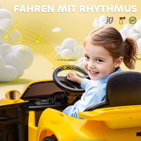 AIYAPLAY dětské elektrické auto, 12V dětské auto s dálkovým ovládáním, jemný start, MP3 přehrávač, LED světla, klakson, ukazatel energie, žlutá