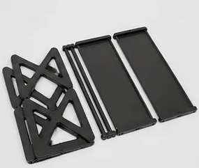 botník, 4 patra, tvrzený plast/netkaná textilie, 50x40x19 cm, černá, Dekorino BB20260005