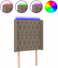 Čelo postele s LED taupe 83 x 16 x 118/128 cm textil 3124362