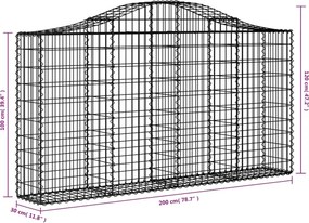 Klenuté gabionové koše 5 ks 200x30x100/120cm pozinkované železo 3145433