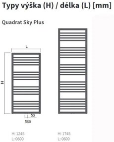 Isan Quadrat Sky Plus 1745 x 600 mm koupelnový radiátor bílý