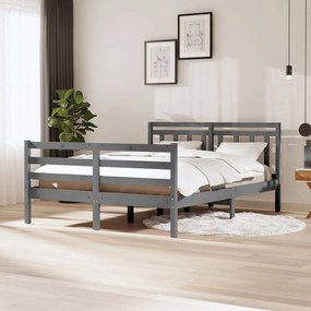 Rám postele šedý masivní dřevo 140 x 200 cm,  3100656