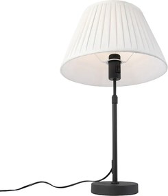 Stolní lampa černá s plisovaným stínítkem krémové barvy 35 cm nastavitelná - Parte