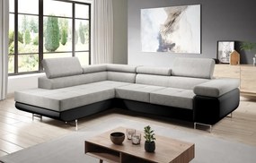 Rozkládací rohová sedačka ALBERTO DELUXE levý roh šedá / černá
