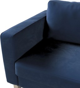 Potah na pohovku IKEA  Karlstad 3-místná, nerozkládací, krátký barva tmavě modrá látka lesklé, sametová
