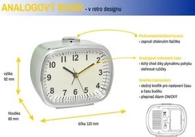 TFA 60.1032.05 - elektronický analogový budík - červená