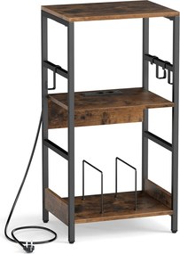 Costway Stojan na gramofony s nabíjecí stanicí Police na desky s 3 háčky