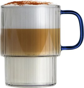 Modré skleněné hrnky v sadě 2 ks na cappuccino 350 ml Livio – Vialli Design