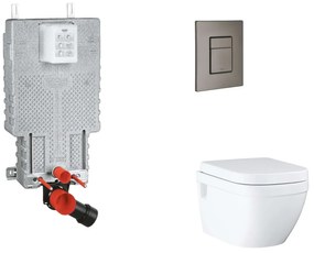 Grohe Uniset - Set předstěnové instalace, klozetu, sedátka SoftClose a tlačítka Skate Cosmopolitan, kartáčovaný Hard Graphite SANI15BB5108