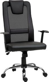 Otáčecí kancelářská židle Vinsetto s výškovým nastavením, ergonomická PU černá 66 x 73 x 108-118 cm | Aosom