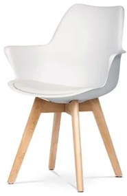 Autronic Moderní jídelní židle Židle jídelní, bílá plastová skořepina, sedák ekokůže, nohy masiv přírodní buk (CT-771 WT)