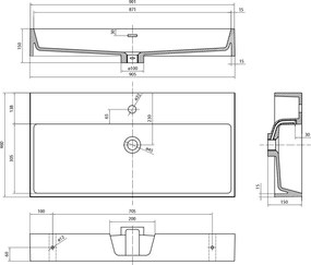 Sapho Sapho, AQUATIC umyvadlo, litý mramor, 90x46cm, bílá, AT090