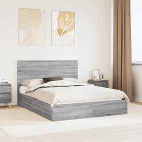Postel s úložným prostorem se zásuvkou Šedá Sonoma 150 x 200 cm 3411199