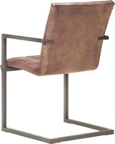 vidaXL Konzolové jídelní židle 2 ks pravá kůže [321853] Barva: tmavě hnědá