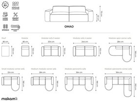 Zelená žinylková pohovka 244 cm Omao – Makamii