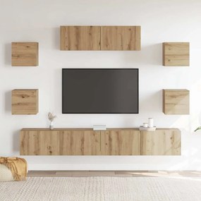 Sada 7 kusů nástěnné TV skříňka dub artisan kompozitní dřevo 3329210