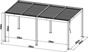 Hliníková bioklimatická pergola s lamelami BestBerg BBP-15G / 5 x 3 m / šedá