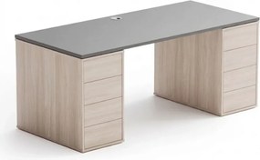 Kancelářský psací stůl s úložným prostorem BLOCK B03, 180x80 cm, dub přírodní/grafit