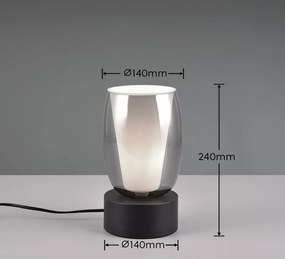 Stolní lampa se skleněným stínidlem v černo-stříbrné barvě (výška 24 cm) Barret – Trio Select