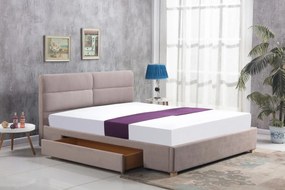 Čalouněná postel Merida 160x200 dvoulůžko - béžové