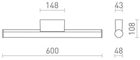 Rendl R13889 koupelnové nástěnné LED světlo CASSAMBA 60, chrom, mléčný akryl, 12W, 3000K, 4000K, IP44, 60cm