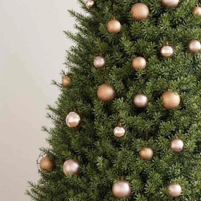 60dílná sada vánočních koulí se špicí a 150 LED růžová zlatá 330097