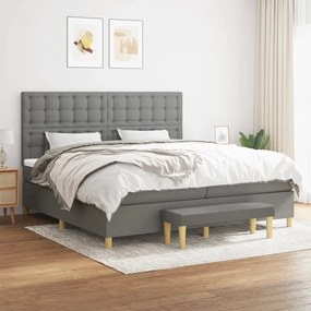 Box spring postel s matrací tmavě šedá 200x200 cm textil,  3137502