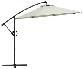 Konzolový slunečník Outsunny Ø293 x 260Hcm s kličkou a křížovým podstavcem, naklápěcí, odvětrávaný, 8 žeber, polyesterová krémová | Aosom.de