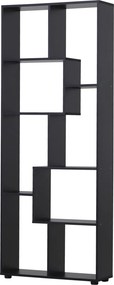 HOMCOM Knihovna v moderním zigzag designu 70L x 24W x 178H cm Dřevotříska Černá