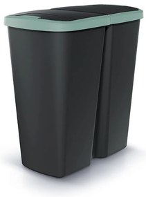 Odpadkový koš DUO černý, 45 l, zelená / černá