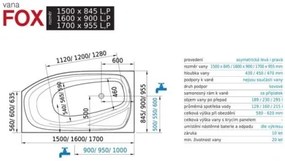 Santech FOX 150 x 84,5 cm SAFOX150P vana akrylátová pravá