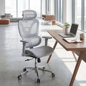 Kancelářská ergonomická židle PORTE — síťovina, šedá