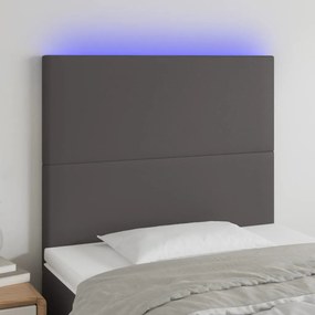 Čelo postele s LED šedé 100x5x118/128 cm umělá kůže 3122232