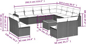 13dílný zahradní sedací souprava s poduškami černý polyratan 3224368