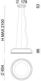 Stilnovo 8539 Reflexio_P, bílé závěsné svítidlo se skrytým zdrojem světla, 48W LED stmívatelné 3000K, prům. 65cm