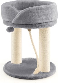 Costway Cat Tree Cat škrabadlo s měkkým sedákem sisalová věž pro kočky šedé