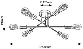Rabalux 71026 - Přisazený lustr BRANWEN 6xE27/25W/230V