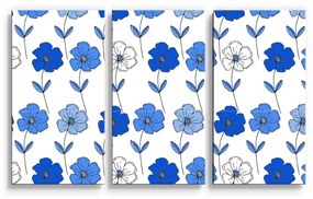 Sablio Obraz - 3-dílný Modré květiny - 120x80 cm