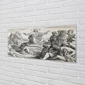 akrylový obraz Ježíš kreslení lidé 120x60 cm