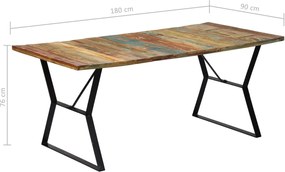Jídelní stůl - masivní recyklované dřevo | 180x90x76 cm