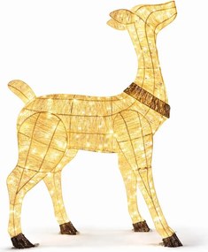 3D LED svítící laň, 150 cm, teple bílá, 140 LED, IP44 venkovní